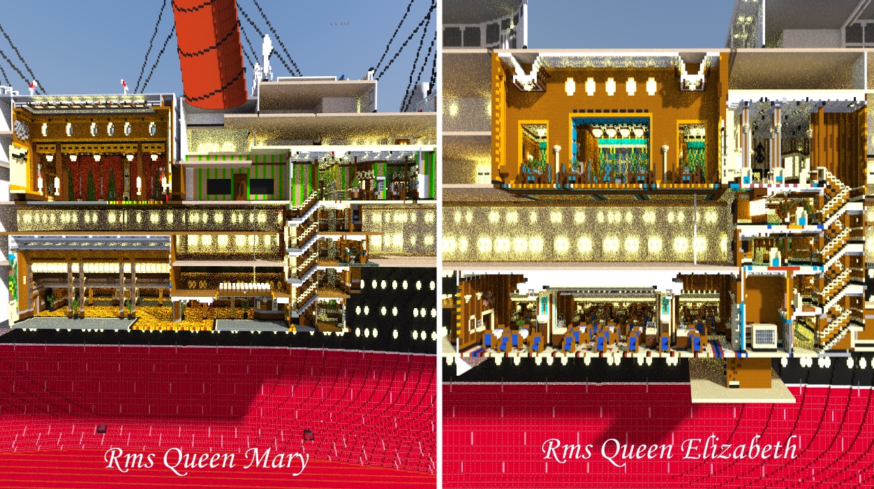 RMS Queen Elizabeth 4:1 Scale With All Interiors! Minecraft Map