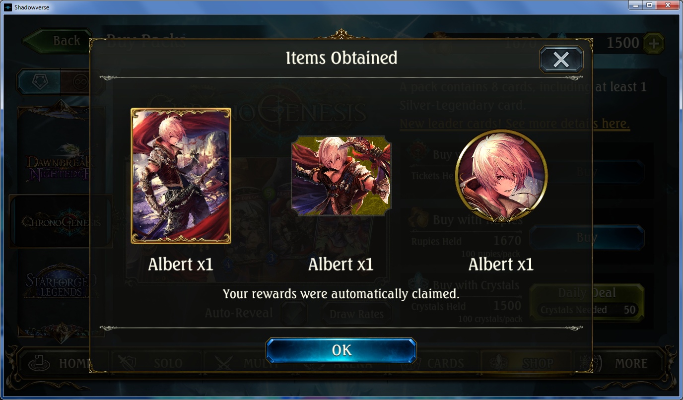 Got my Albert at last, but that was too late for him : r/Shadowverse