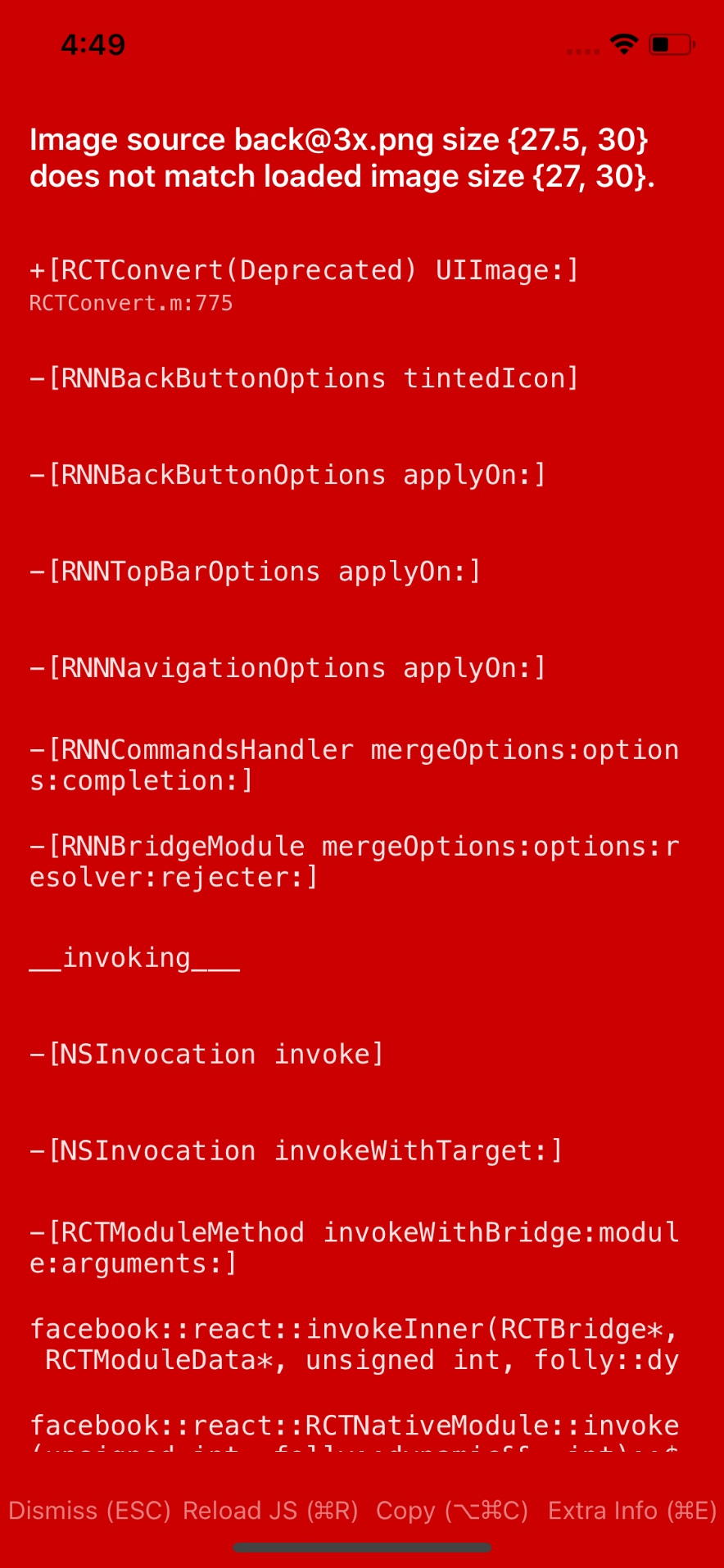 [v2][iOS] topBar.backButton.icon : Image source back@3x.png size {27.5, 30} does not match ...